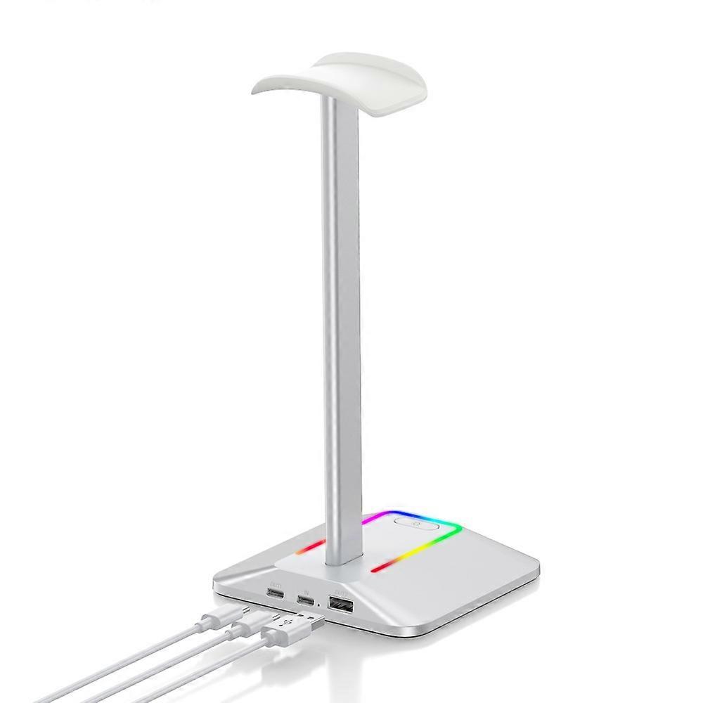Headphone Stand, RGB White Headphone Holder with 3 Port USB Hub Gamer ...