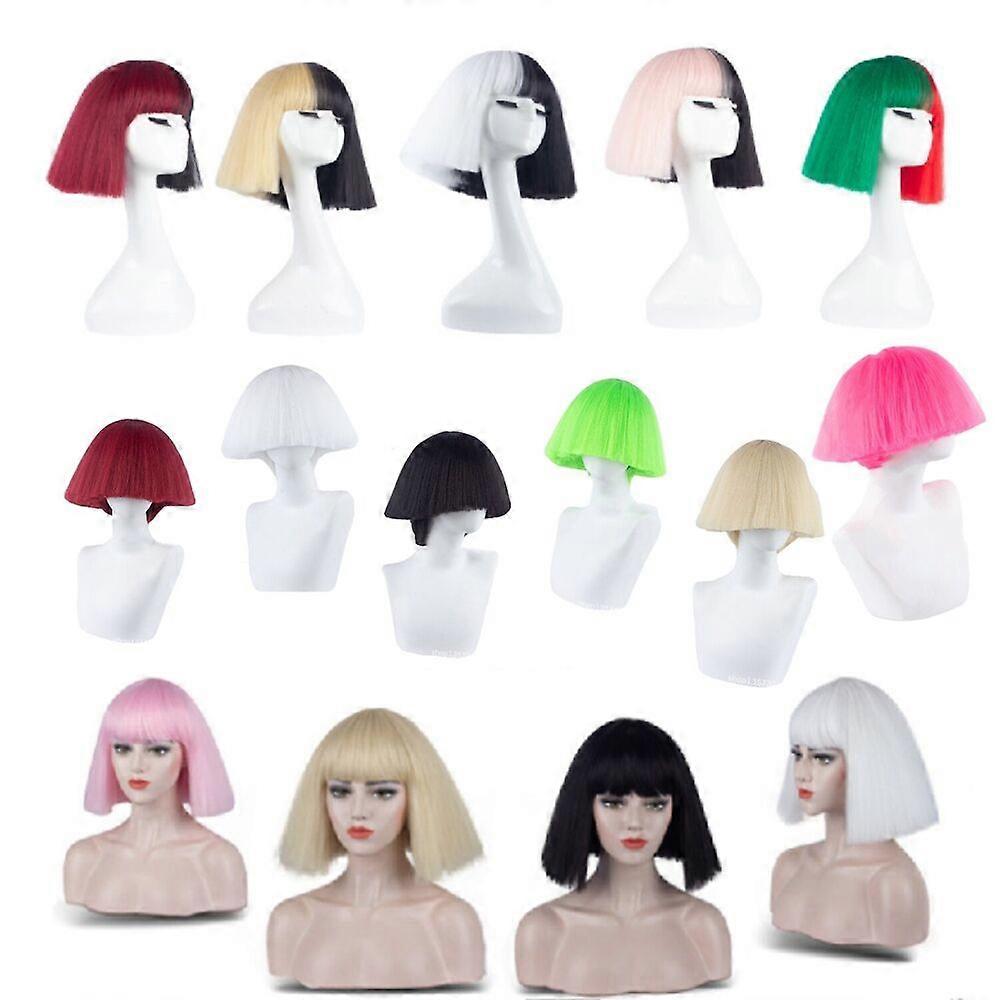 Fashion Short Bowl Cut Wigs Lime Green Bob Wig Party Cosplay Wig for ...