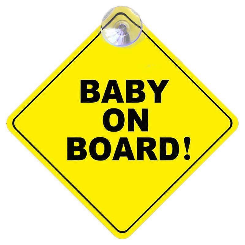 BABY ON BOARD Yellow Reflective Warning Sign Stroller Safety Car Window ...