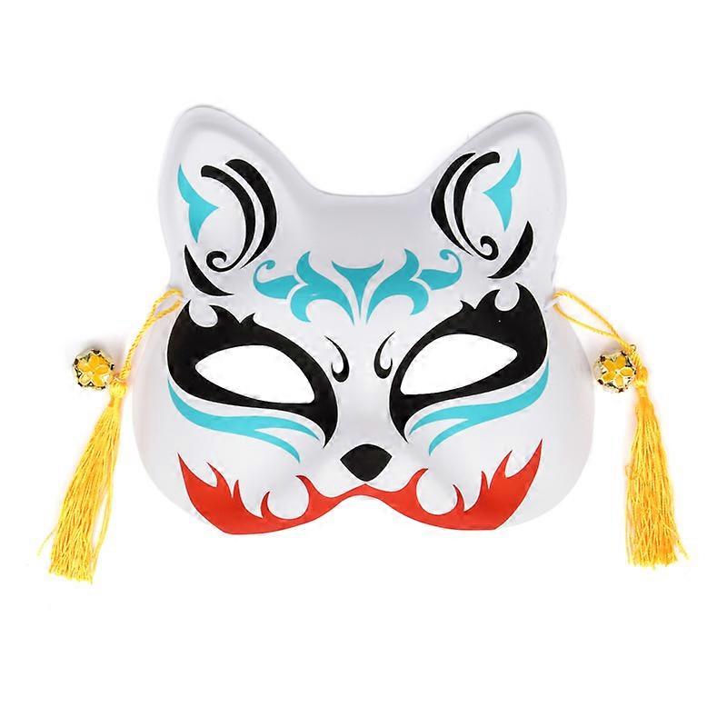 Fox Mask Hand-painted Half Face Mask Festival Ball Kabuki Kitsune Masks ...
