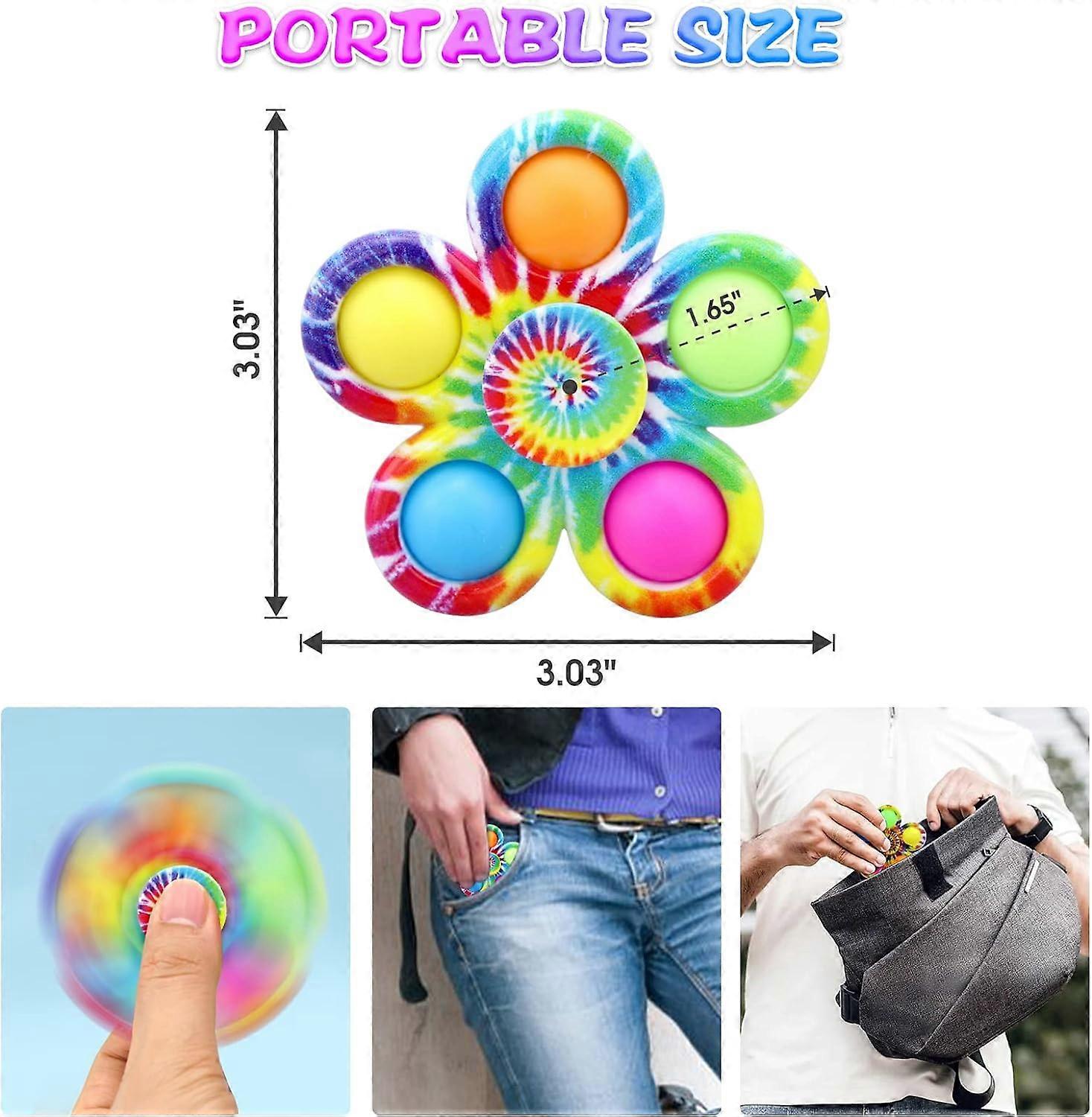 Fidget Spinners 2 Pack, Tie Dye Pop Fidget Spinner Poppet for Kids ...