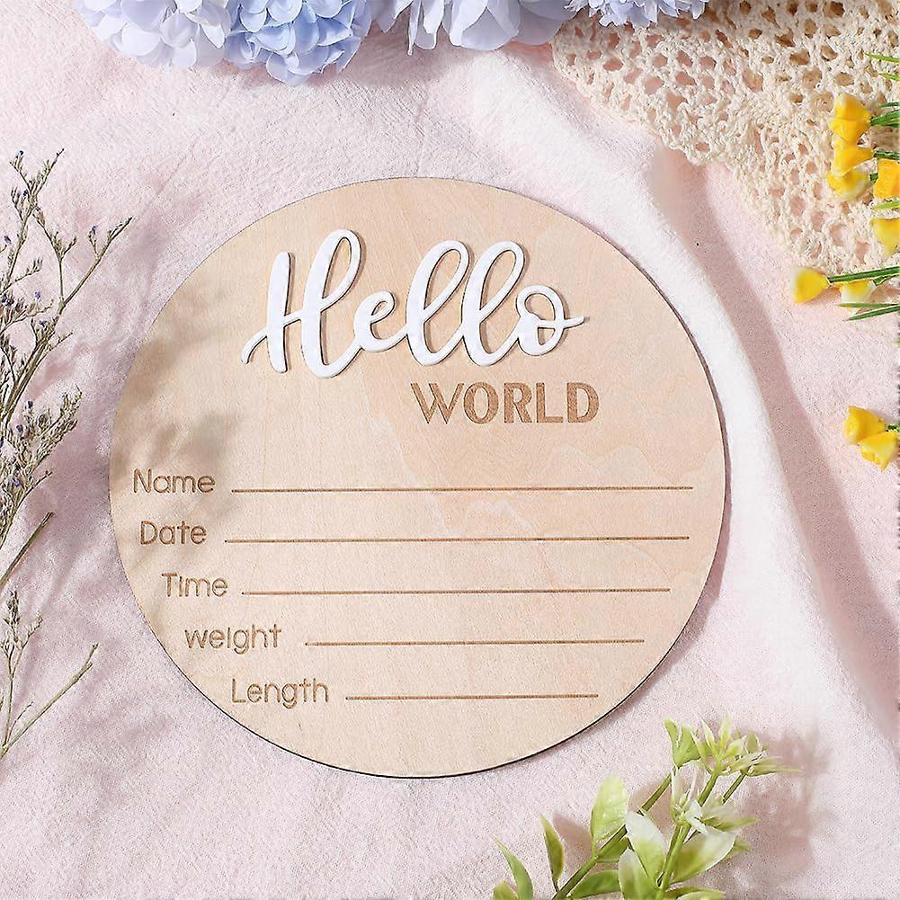 Baby Announcement Sign Flat Round Hello World Welcome Newborn Sign ...