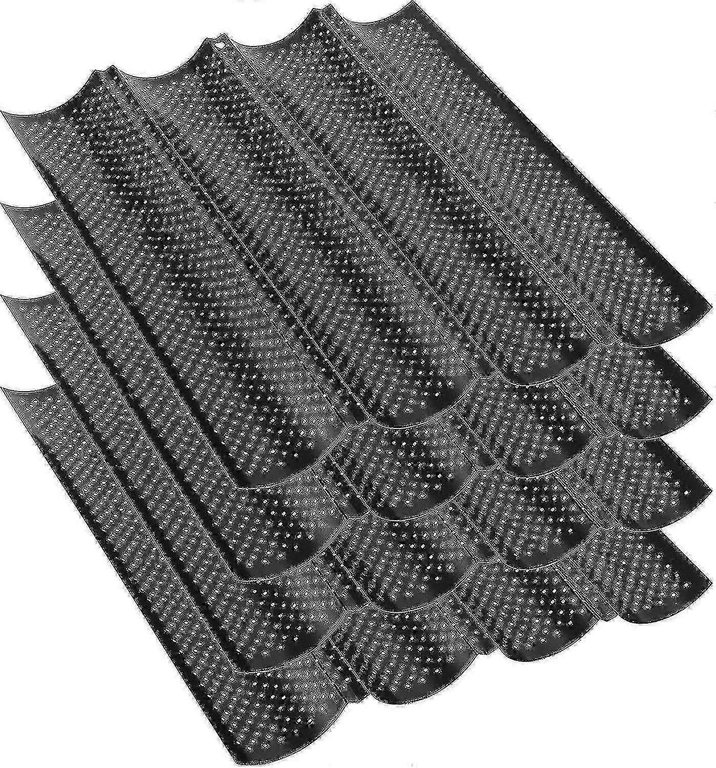 4 Pack 15 X 13 Inch Black Non-stick Perforated Baguette Pans, French ...