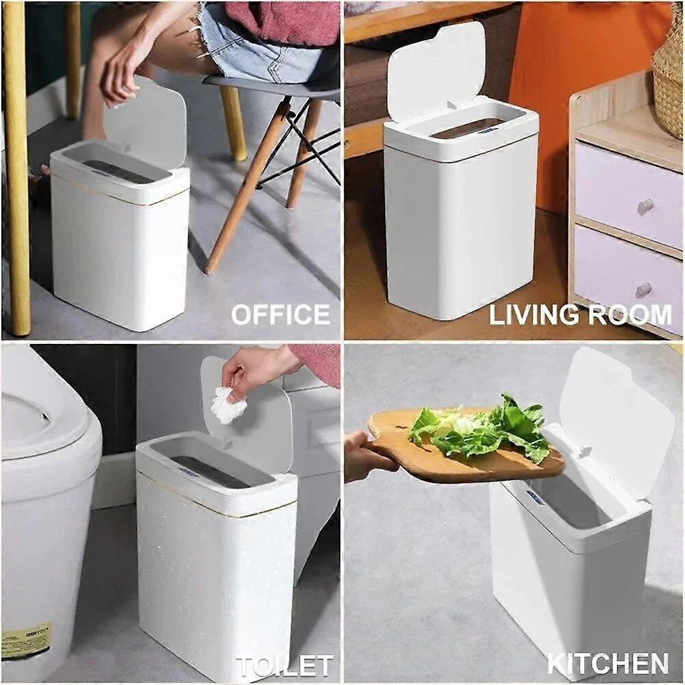 Smart Bathroom Trash Can Automatic Bagging Electronic Trash Can White ...