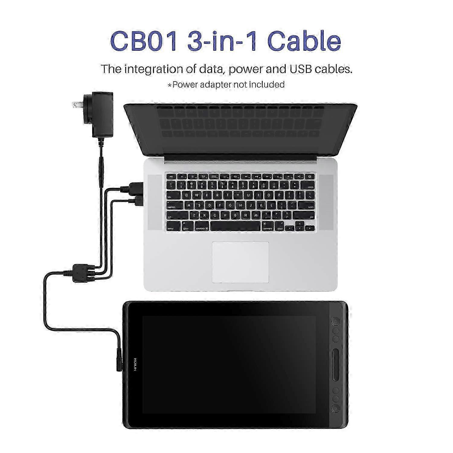 3-in-1 Cable for KAMVAS Pro 16 Pro 13 GT-133 Graphics Drawing Monitor ...