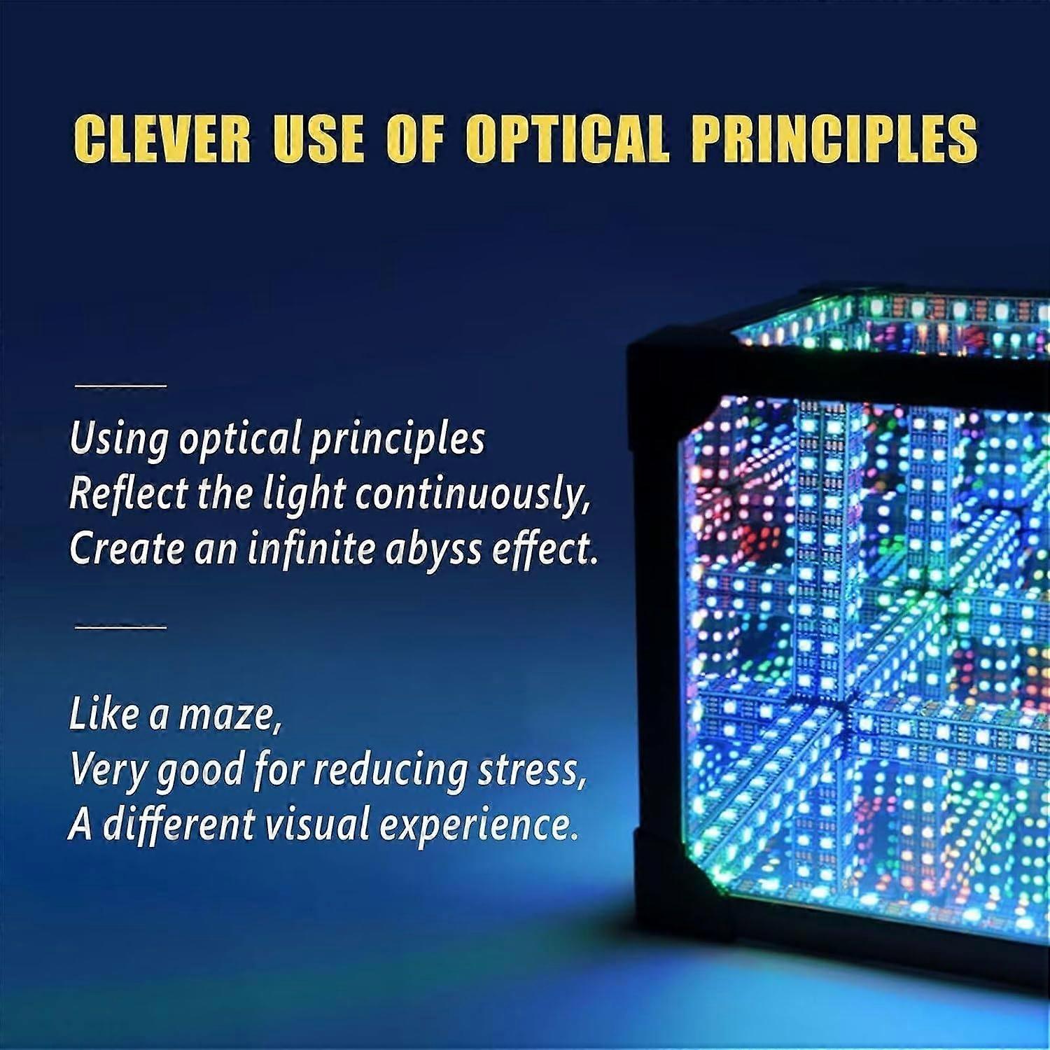 7.87 Inch 3D Infinity Mirror Light Tunnel with App/Remote Control, USB Operated Colour Changing ...