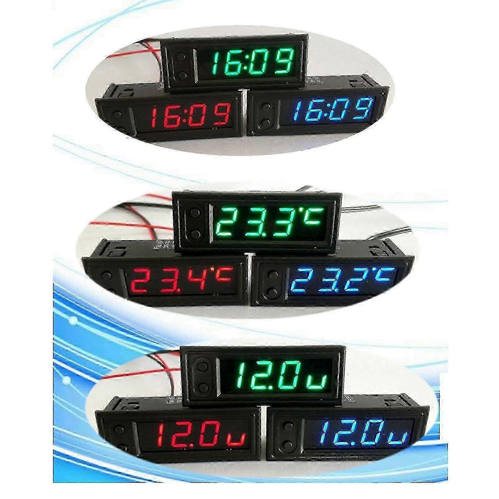 Adjustable 12v High-Precision Clock Car Temperature Voltage Monitor ...
