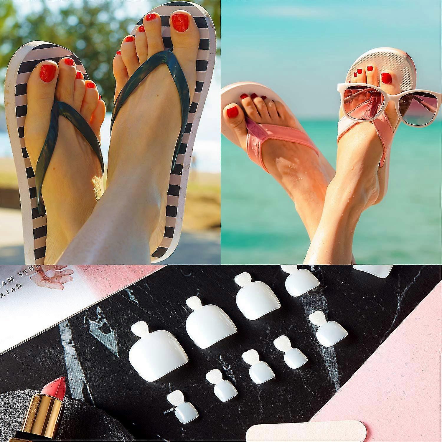 Island 300 Pieces Fake Toenail Tips Acrylic False Toenails Full Cover ...