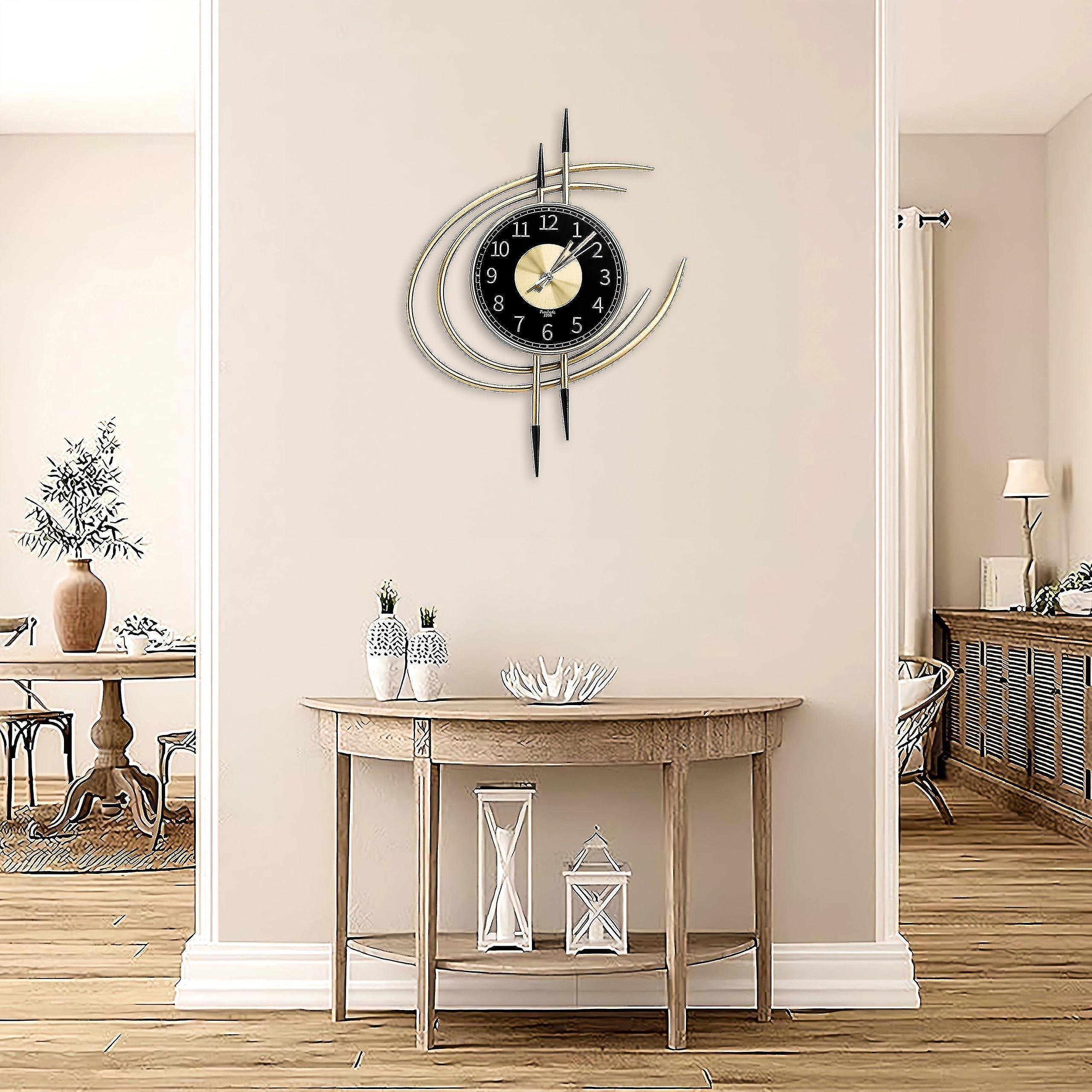 Wall Clock Quiet No Ticking Noises Large 54cm Wall Clock Modern Gold ...