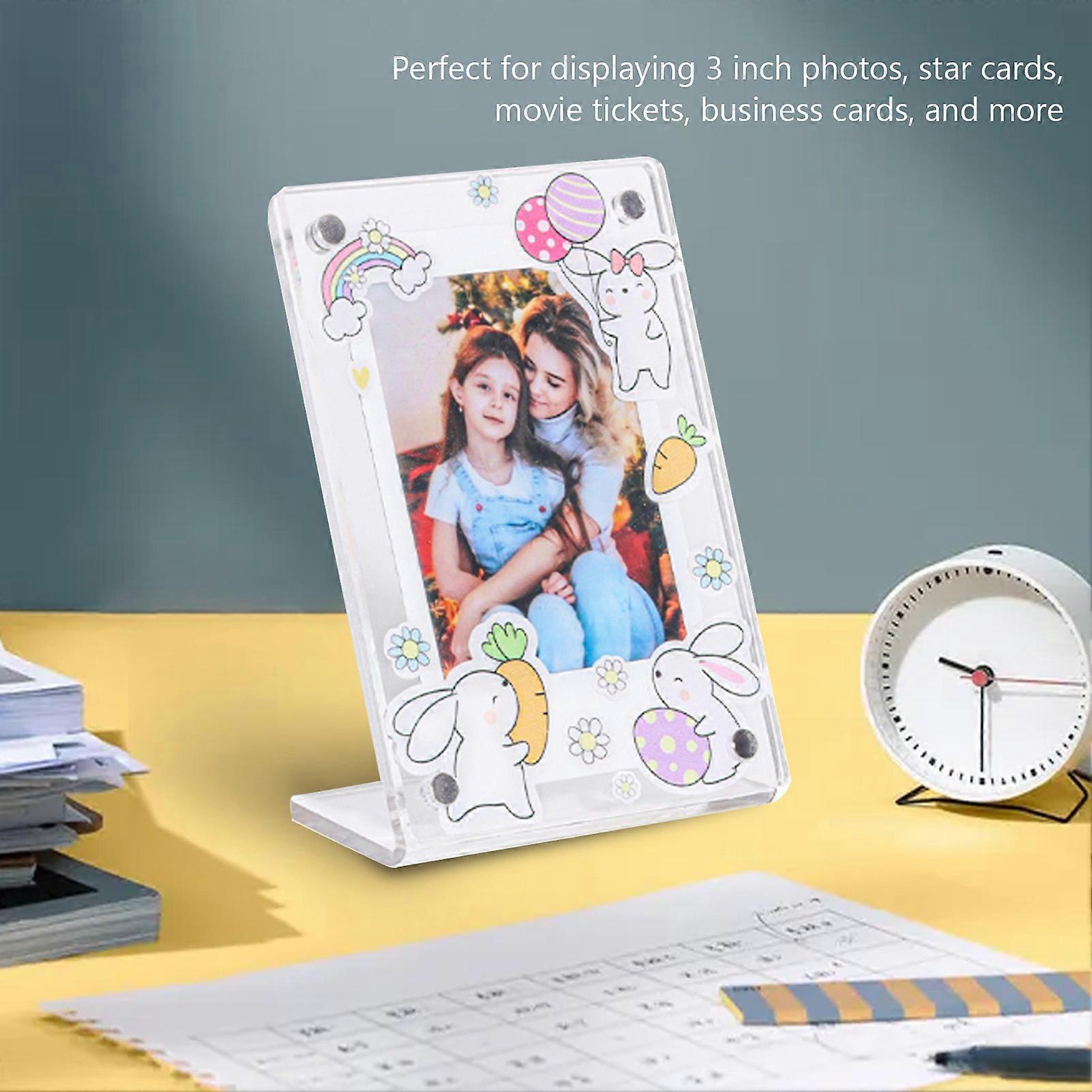 Universal 3in L Shape Magnetic Photo Frame Acrylic Photo Frame Stand ...