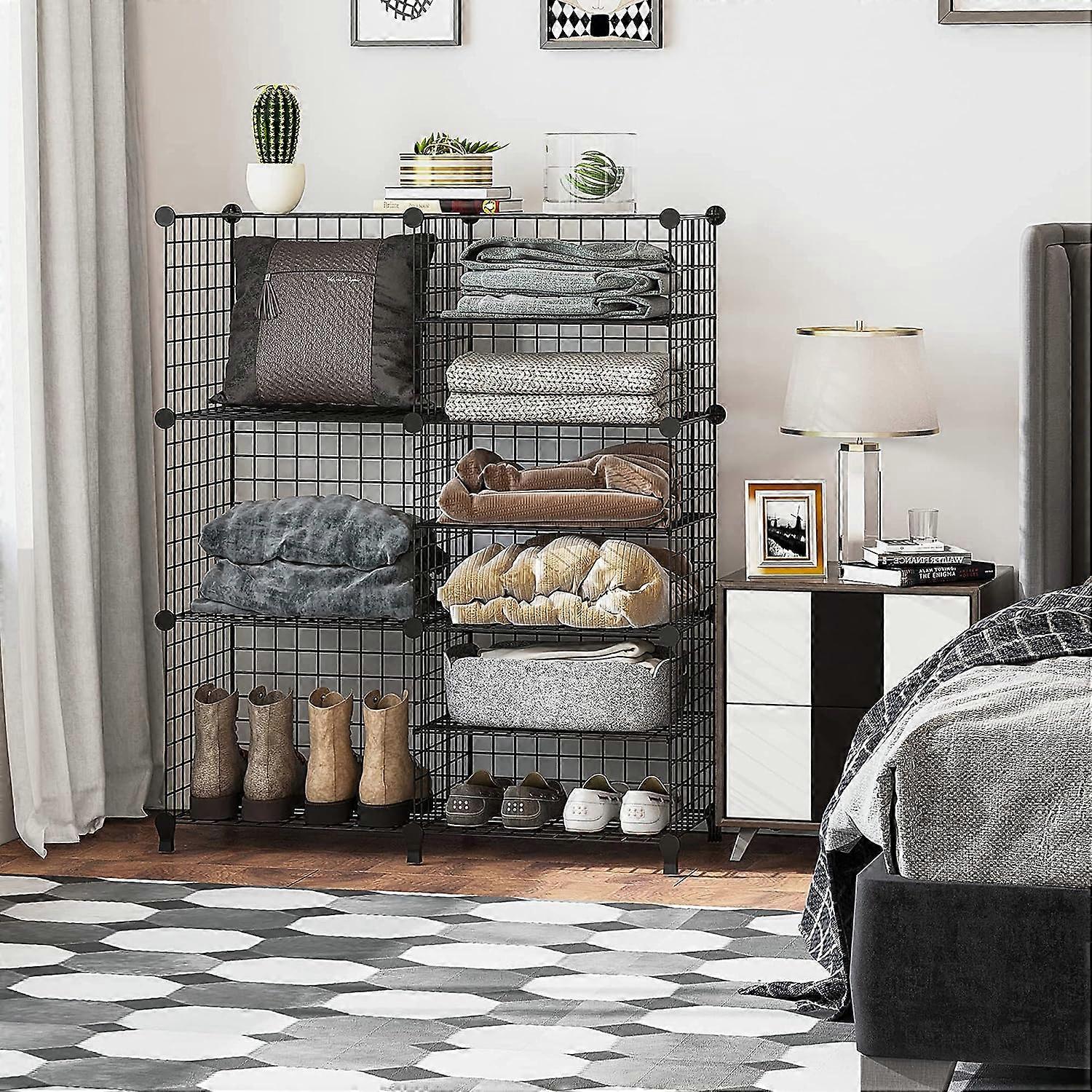 Wire Cube Storage, 3 * 6-Cube Grid Storage Shelf, Metal Wire C Grids ...