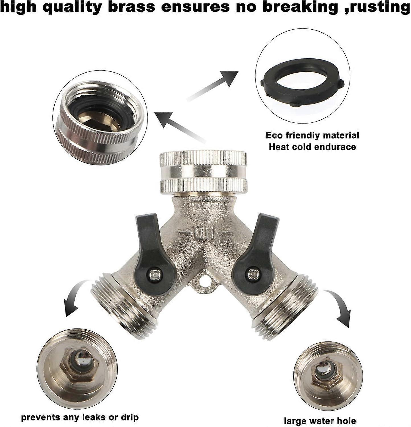 2-Way Y-Distributor, Double Washing Machine Faucet, 3/4" Brass Garden ...