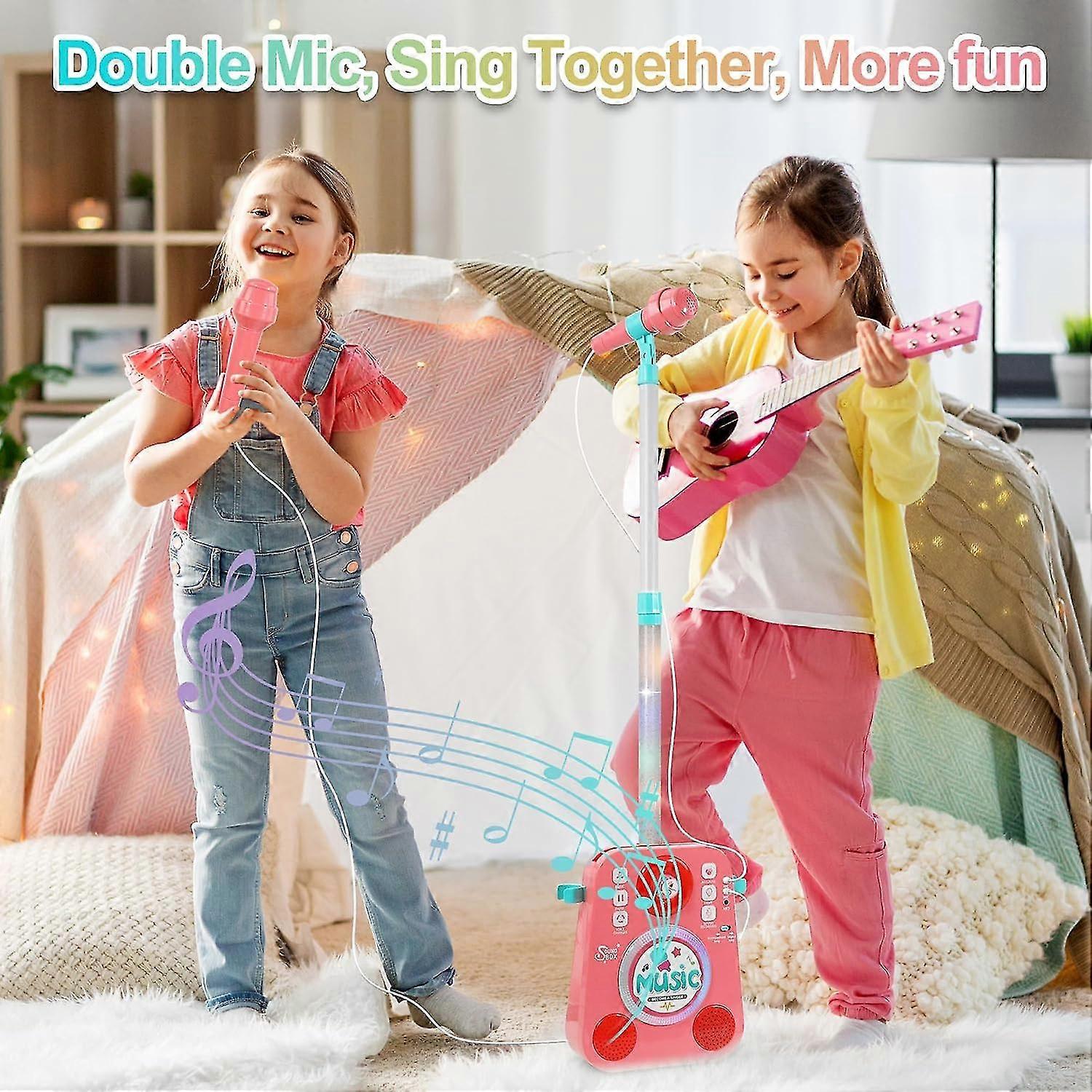 Kids Karaoke Machine With 2 Microphones And Adjustable Stand, Music ...
