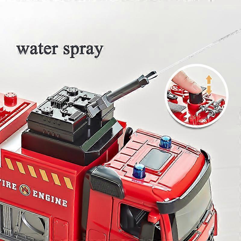Children's large fire truck toy car boy alloy firefighter car can spray ...