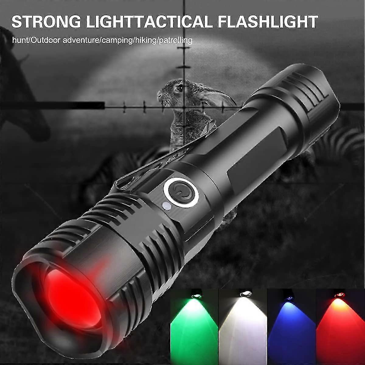 Tactical Torch 4 Colors In 1, Super Bright Rechargeable Led Flashlight ...