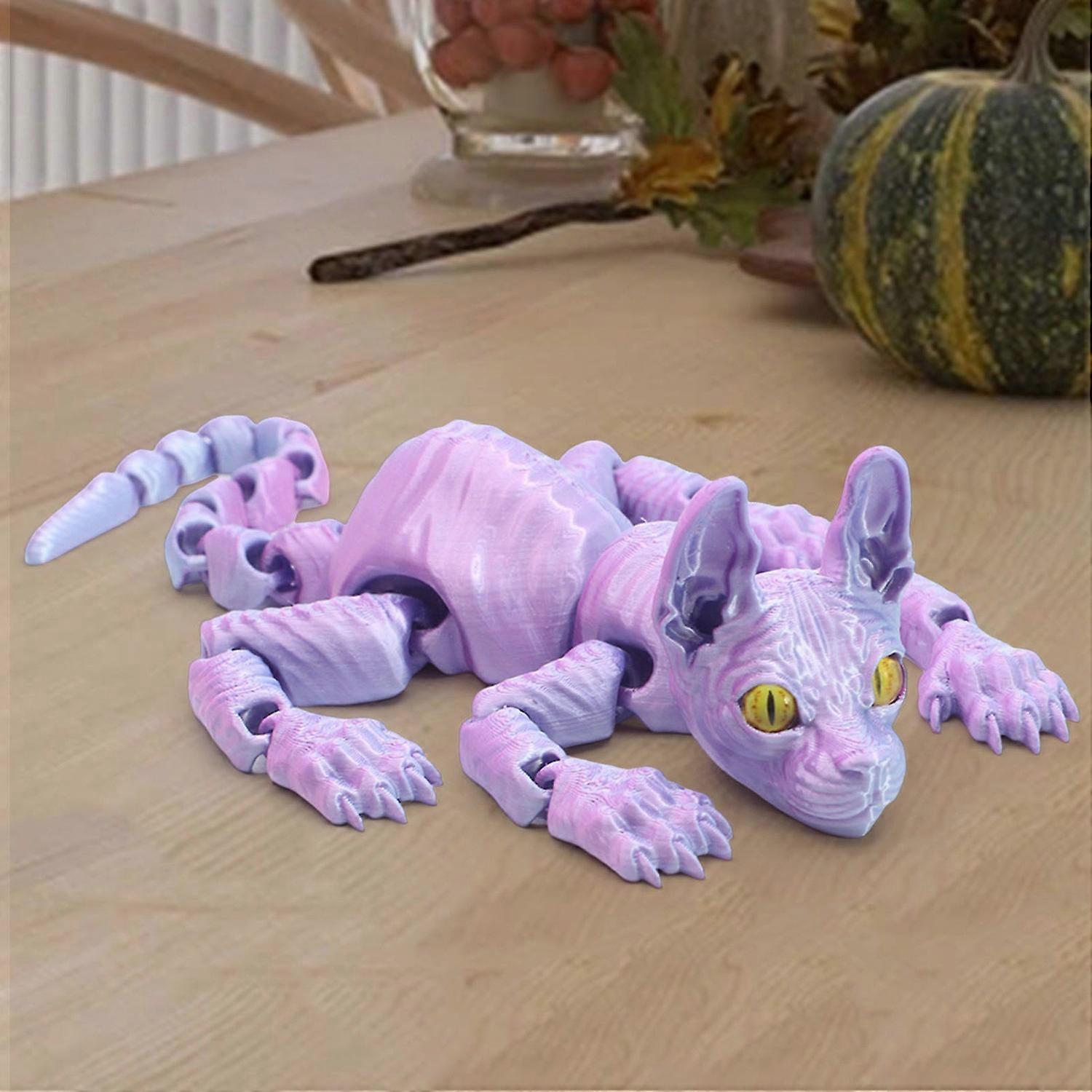 3D Printed Hairless Cat Figurine Movable Joints Sphynx Cat Figure ...