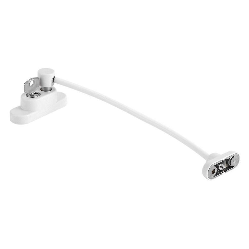 White Lockable Window Restrictor with Key, 20cm Cable Limits Window ...