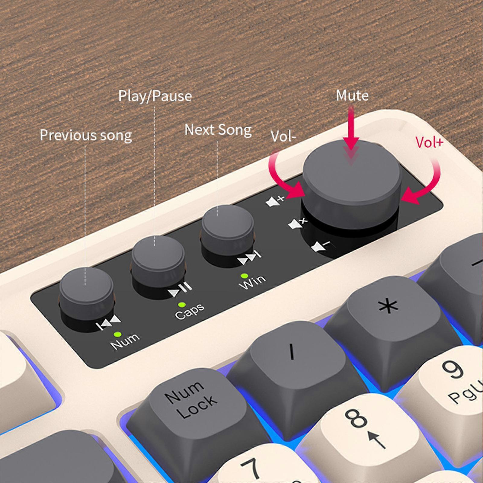 Ergonomic Keyboard with ARGB Backlights 98Keys Keyboard with USB Line ...