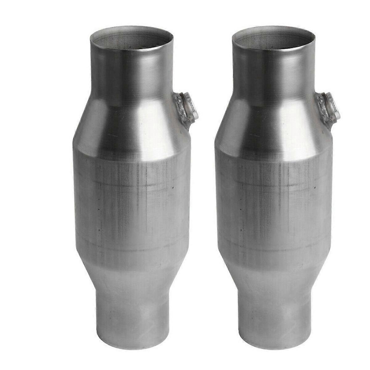 2Pcs 2.5Inch Spun Universal Catalytic Converter High Flow Stainless ...