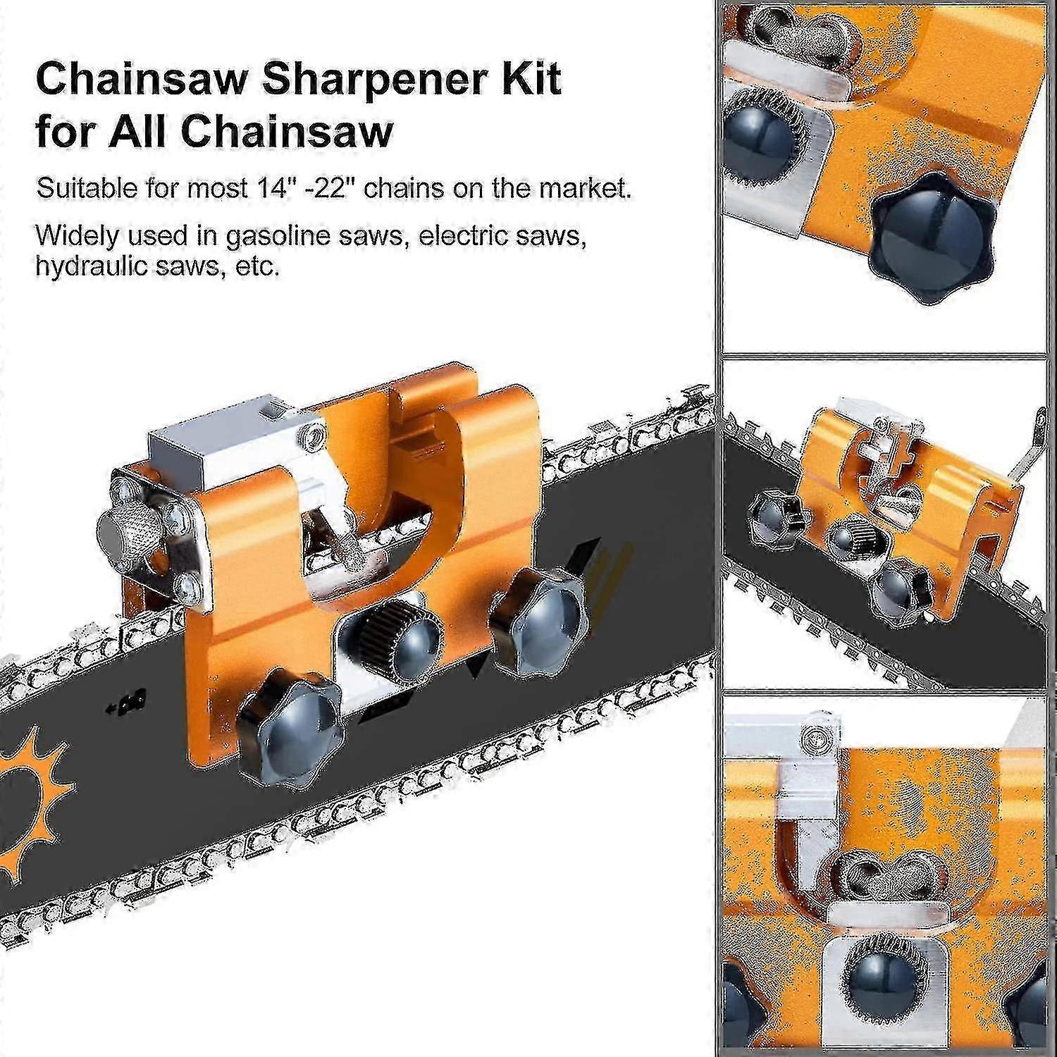 "Chainsaw Sharpener, Chainsaw Chain Sharpening Jig Kit With 3 Carbide ...