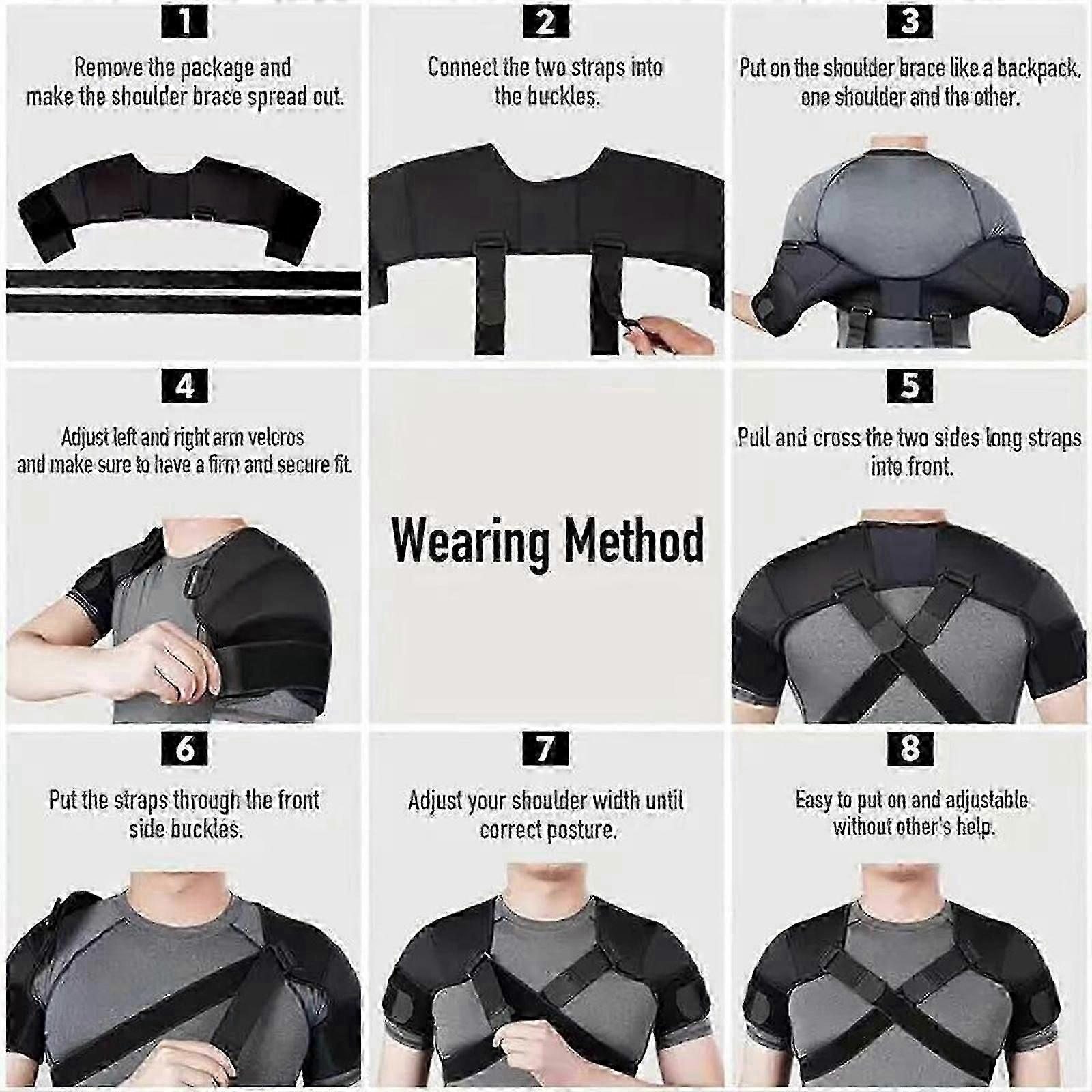 Adjustable Double Shoulder Brace for Rotator Cuff, AC Joint Pain Relief ...