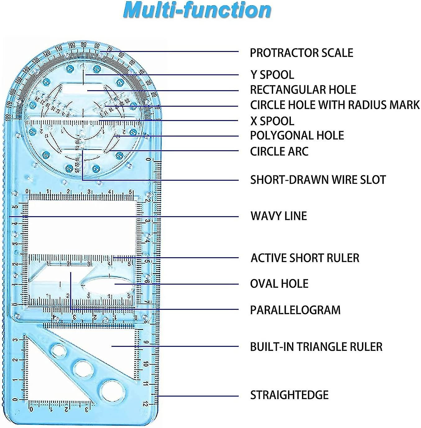 Multifunctional Geometric Ruler, Mathematics Drawing Ruler, Geometric ...