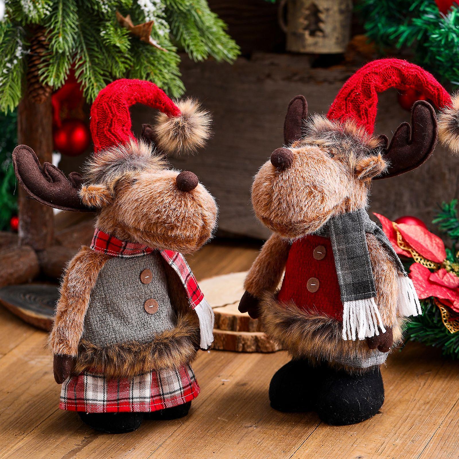 Christmas Elk Standing Plush Doll Christmas Ornament Plush Toy Ornament ...