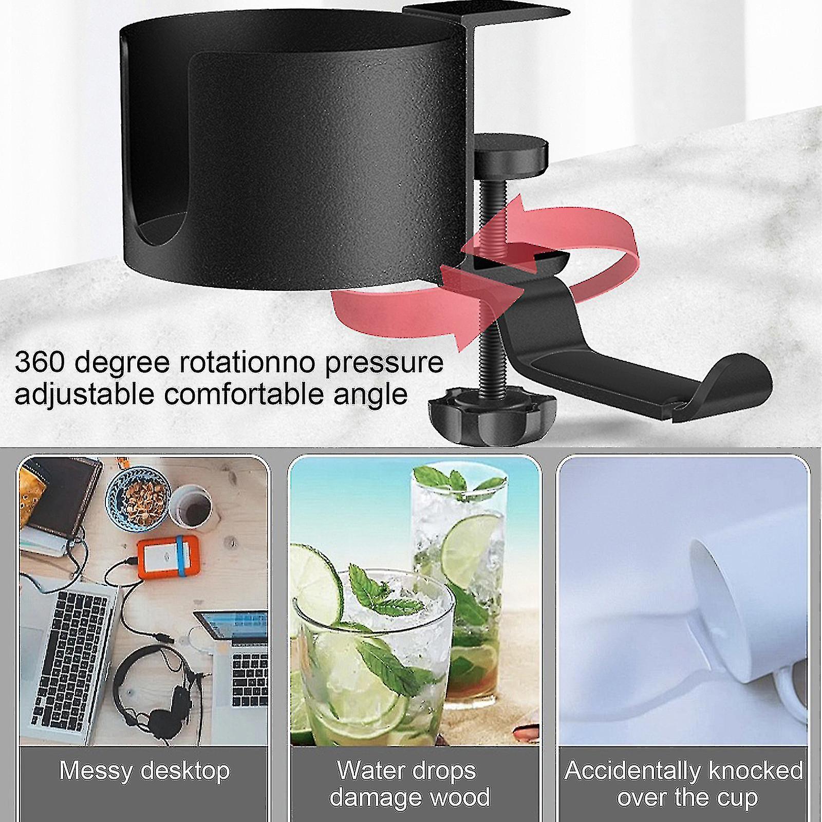 Desk Cup Holder With Headphone Hanger Anti-spill Cup Holder For Desk ...