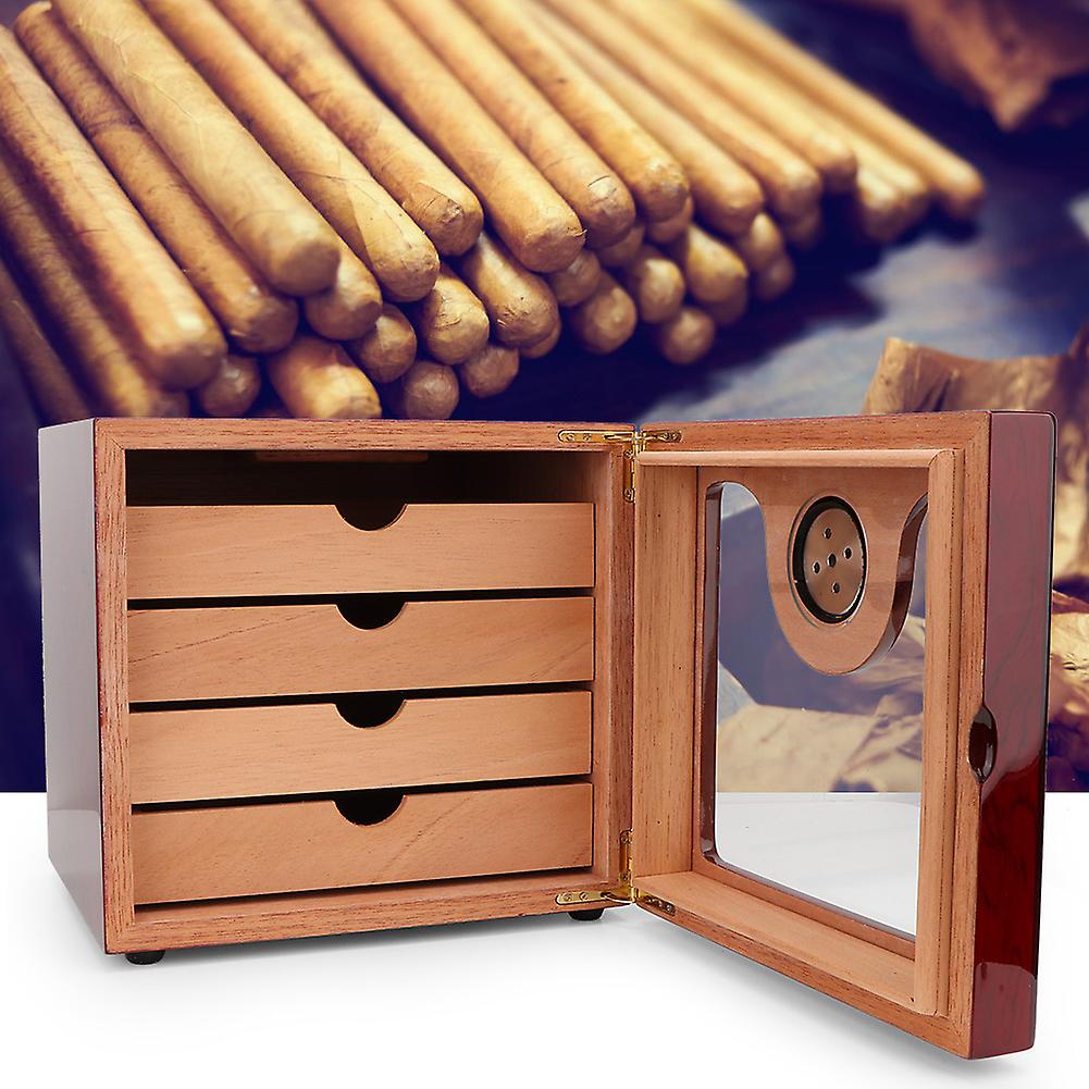 Large Capacity Cedar Wood 4 Drawer Cigar Humidor Cabinet Box with ...