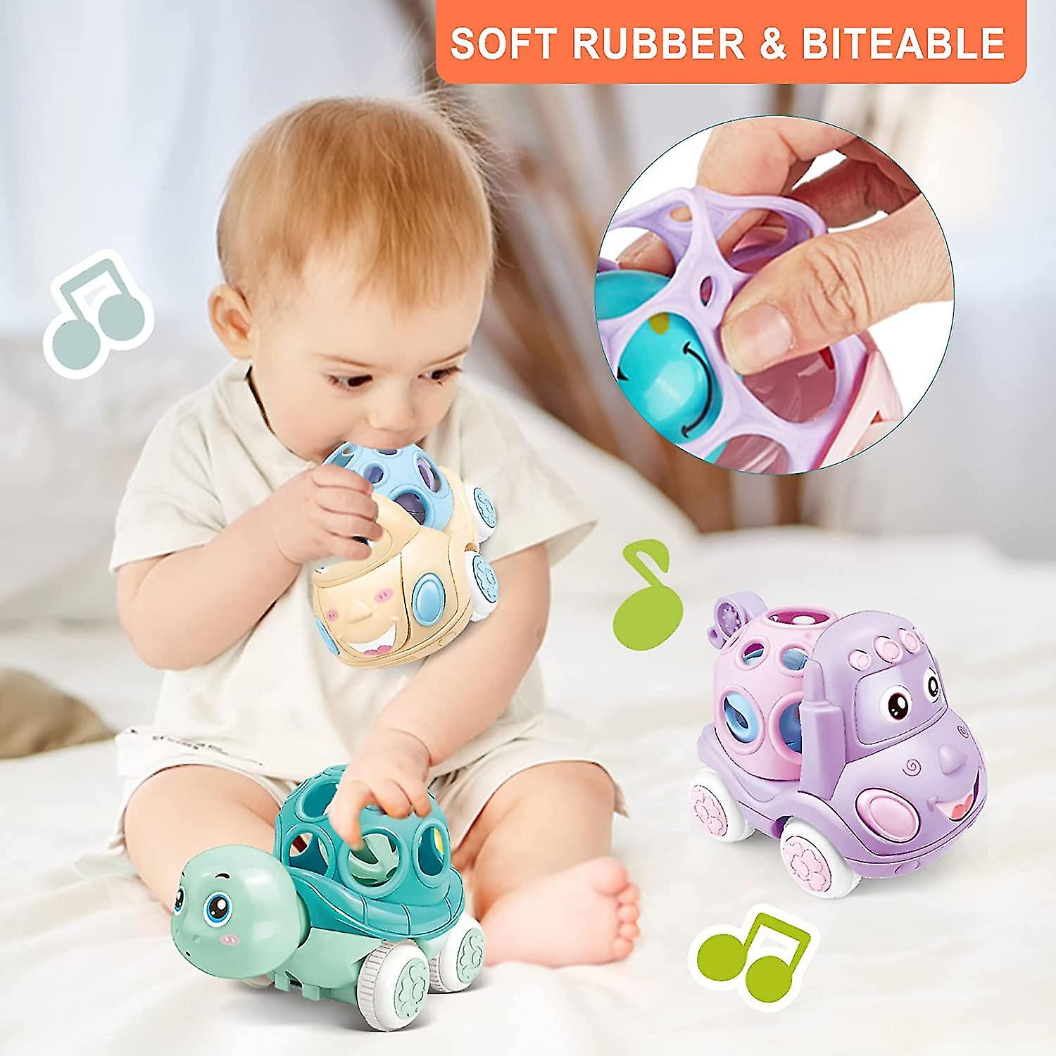 Baby Car Toys For 6 To 12 Months, Infant Soft Rubber Push And Go ...