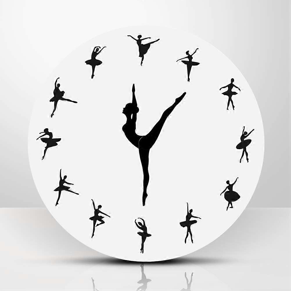 1 Piece Charming Ballerina Wall Clock Large Clock Ballet Dancing Girl ...