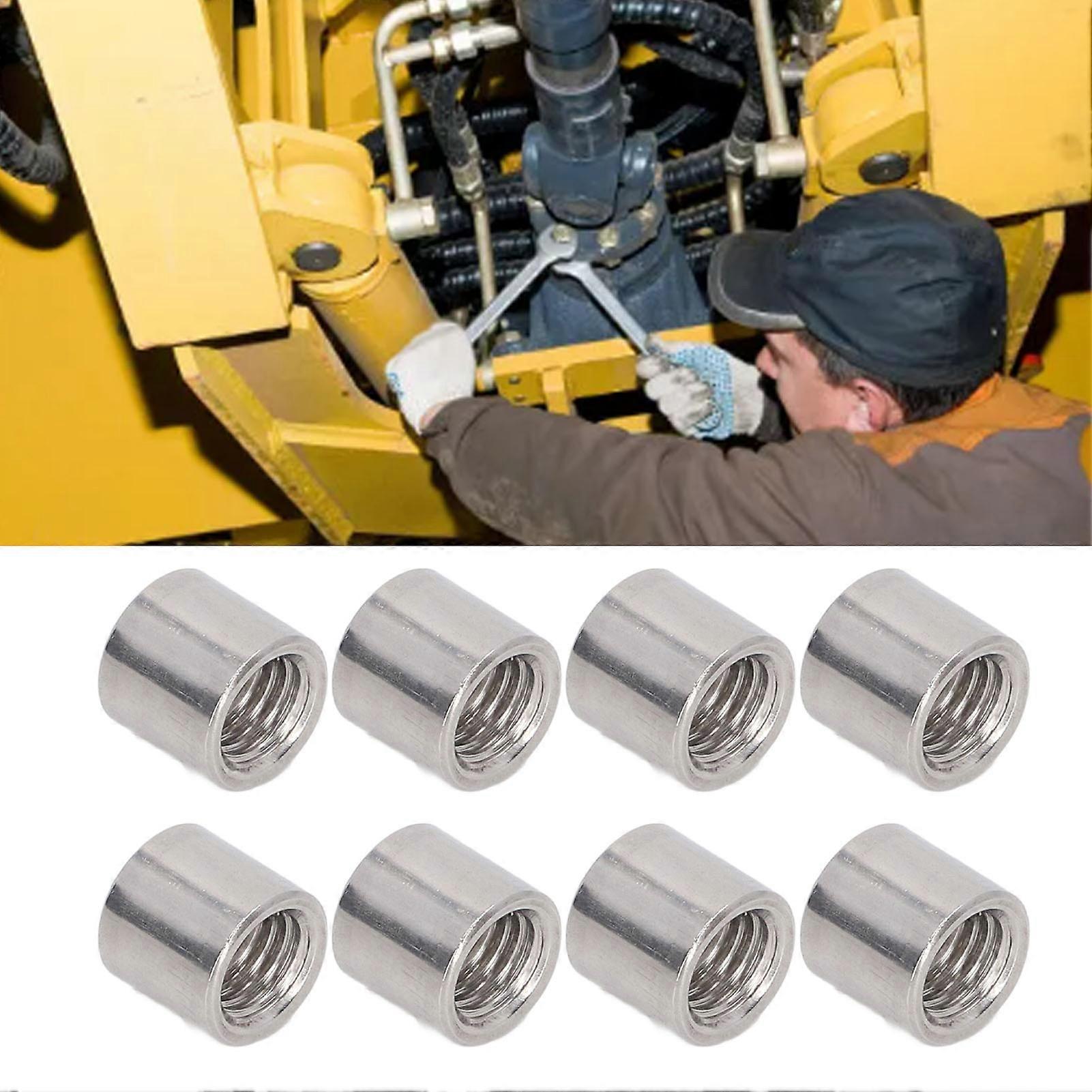 10 Pcs Round Connector Nut M10x1.5 14 L13mm Threaded Sleeve Rod 304 ...