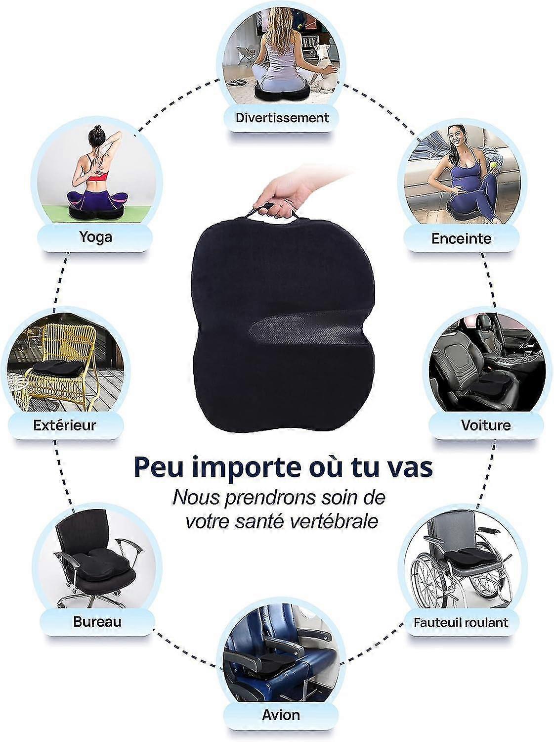 Memory Foam Orthopedic Seat Coccyx, Travel Ease Seat Cushion for Lower Back Pain and Sciatica ...