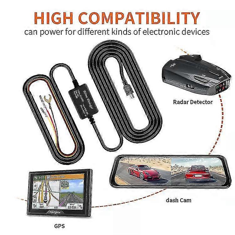 2024 Car step-down cable 12V to 5V three-core ACC time-lapse video ...