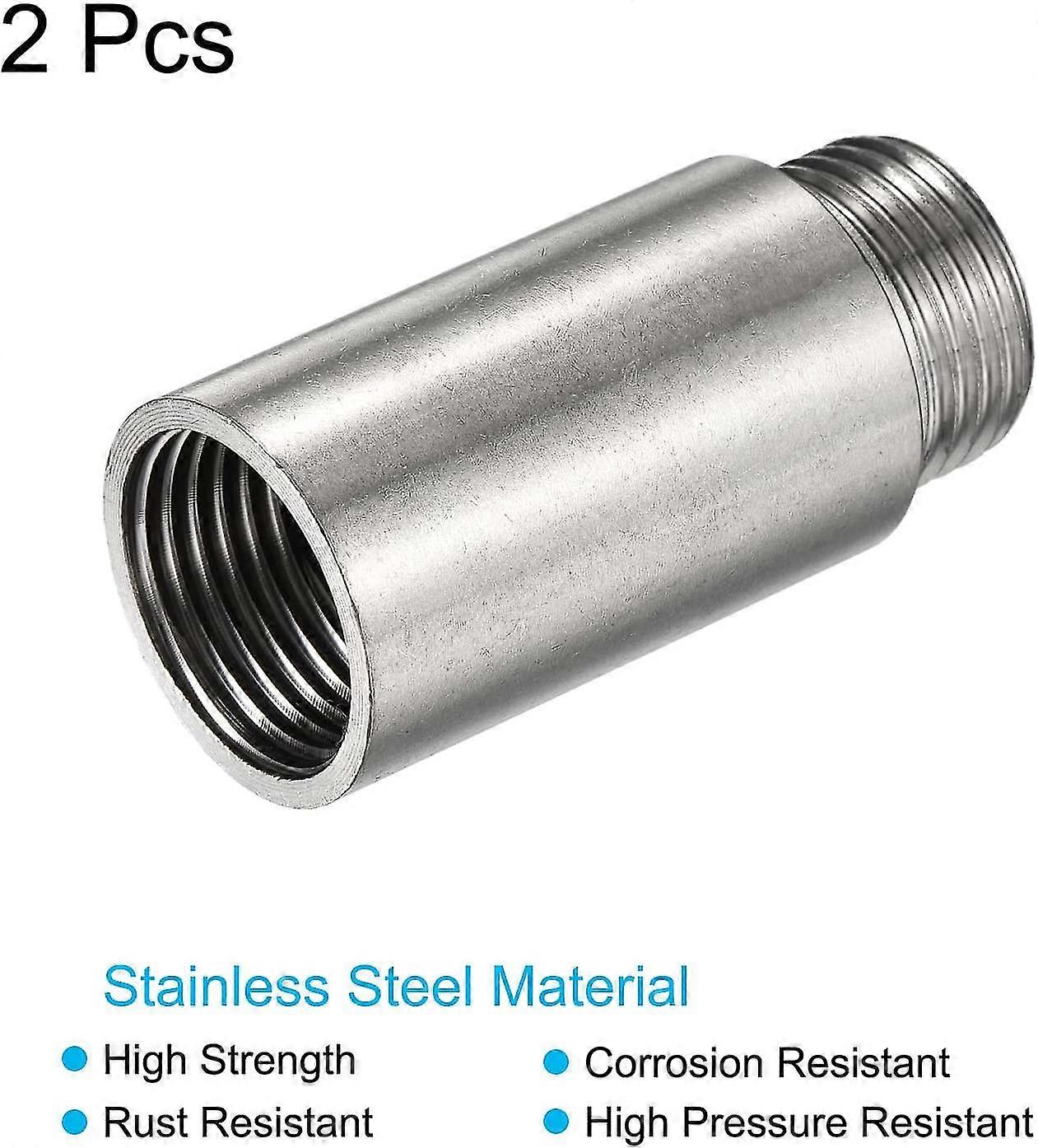 Pack of 2 Stainless Steel Extension Pipe Fitting 40mm G1/2 Female to G1/2 Male Thread Reducer ...