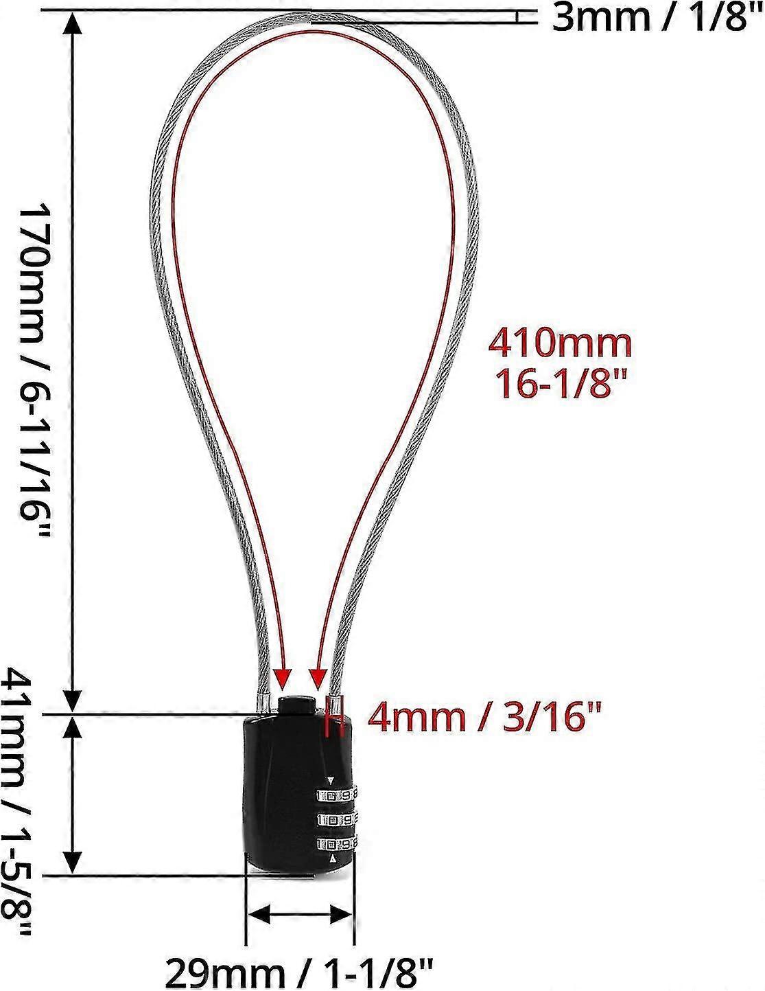 Motorcycle Helmet Lock, Combination Lock Retractable Cable Padlock With ...