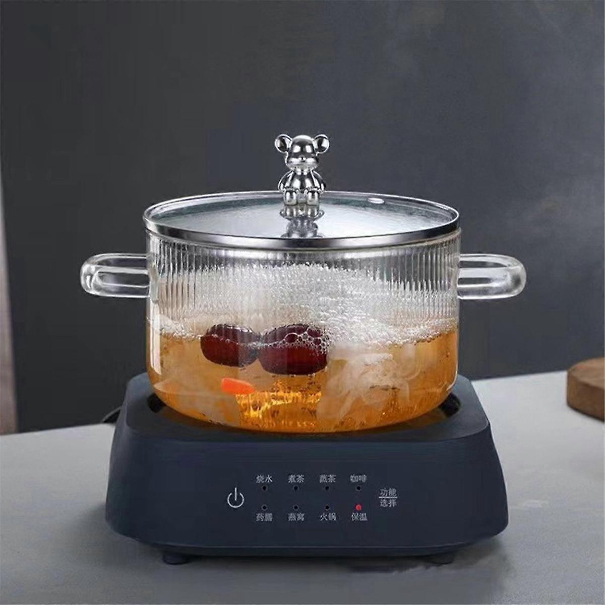 Glass Saucepan Clear Cooking Pot Soup Pot Heating Dual Handles Glass ...
