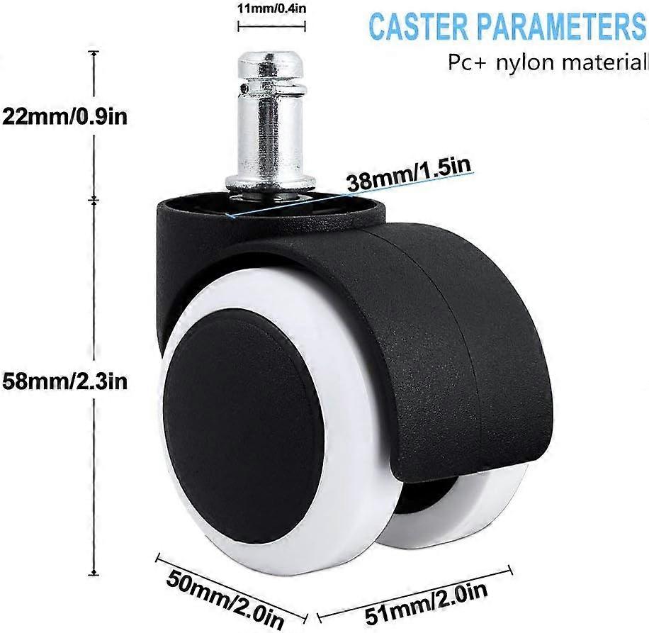 2024,Office chair castors (5 pieces), Quiet hard floor castors Swivel ...