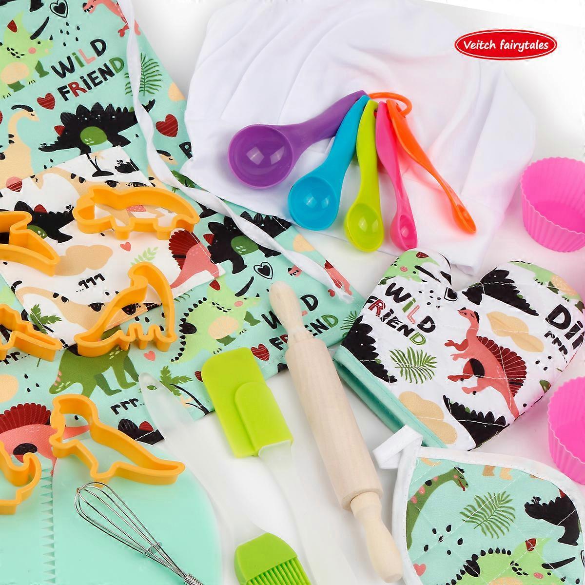 Kids Baking Set With Dinosaur Apron & Chef Hat, Cooking Chef Set Baking ...