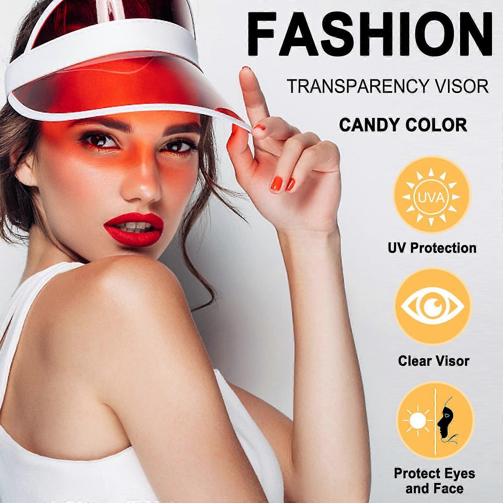 10pcs Sun Visor Hats Unisex Candy Color Adjustable Clear Hat | Fruugo UK