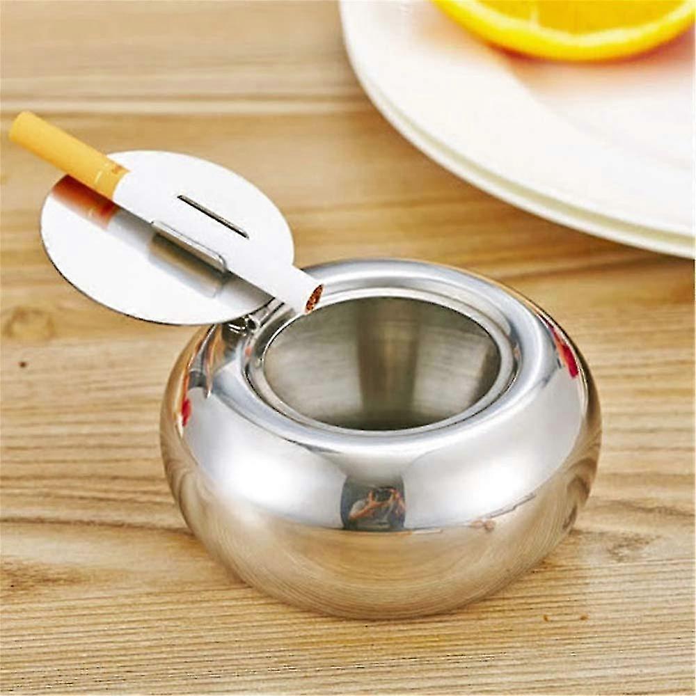 Ashtray With Lid, Stainless Steel Modern Tabletop Ashtray Windproof ...