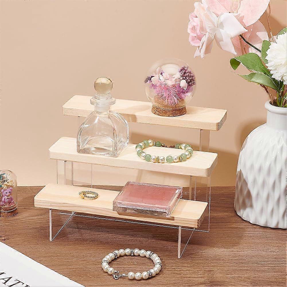 Wood Acrylic Display Stand 3-Tier Rustic Display Case Figures Display ...