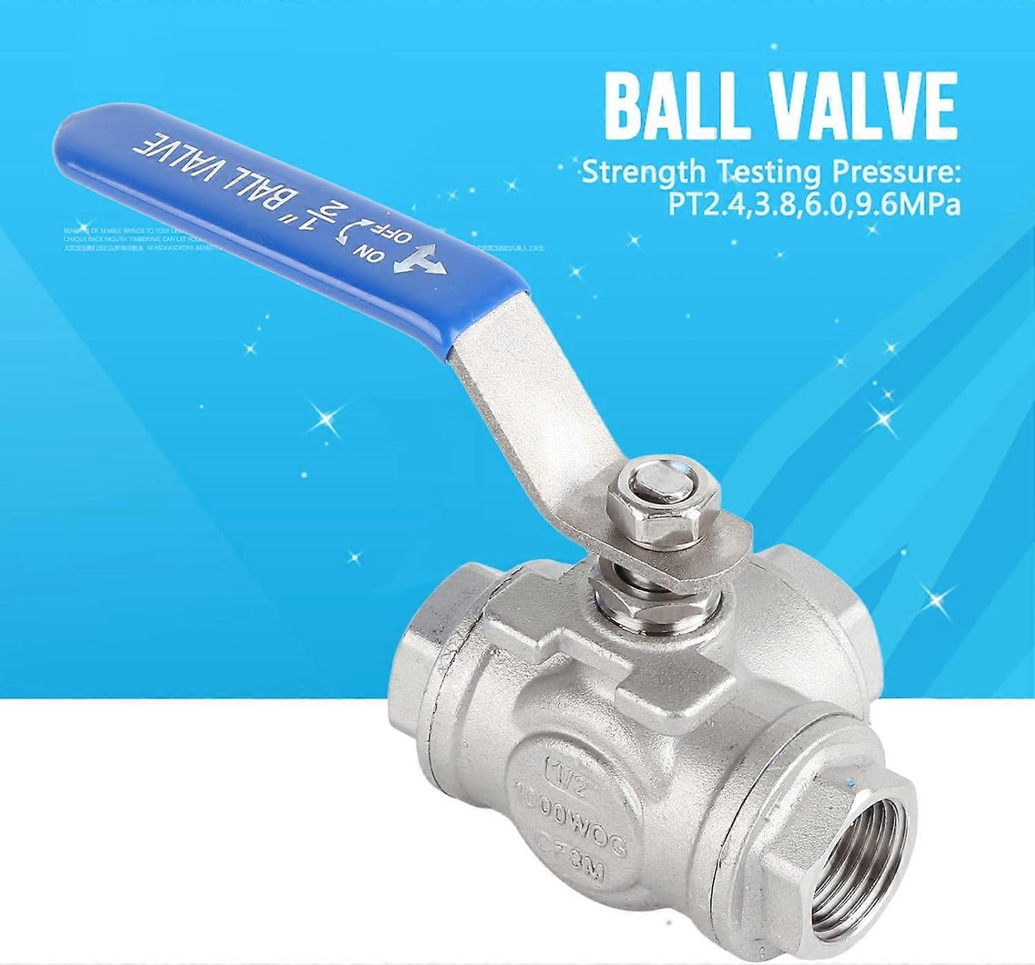 SUS304 Stainless Steel 3-Way Ball Valve (DN15 1/2'') | Fruugo UK