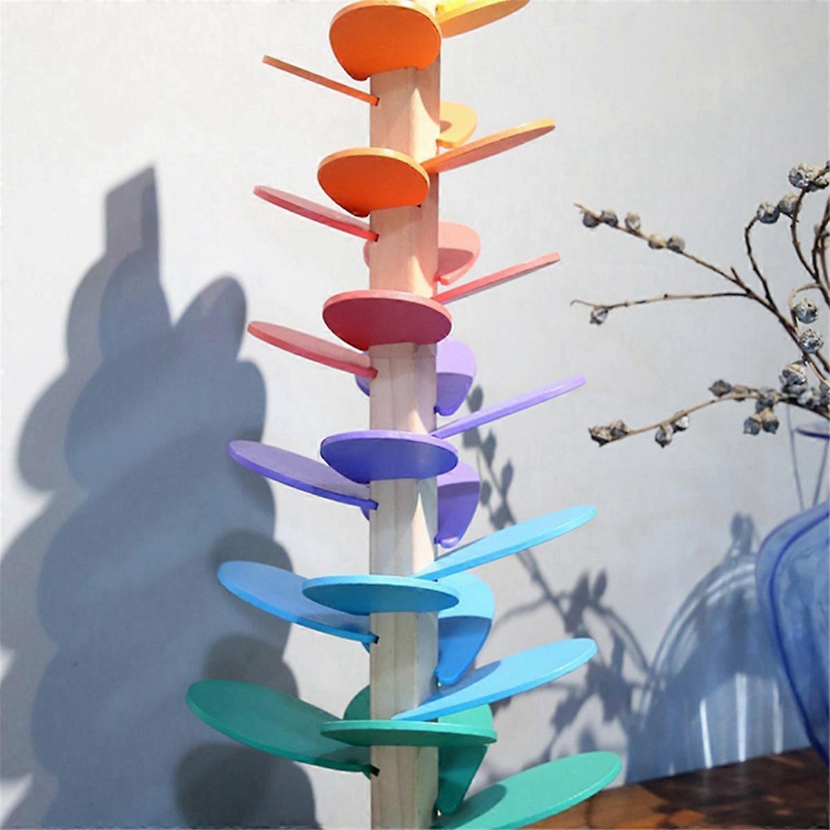 Rainbow Musical Tree Toy Wooden Petals Assembly and Marble Run Balls ...