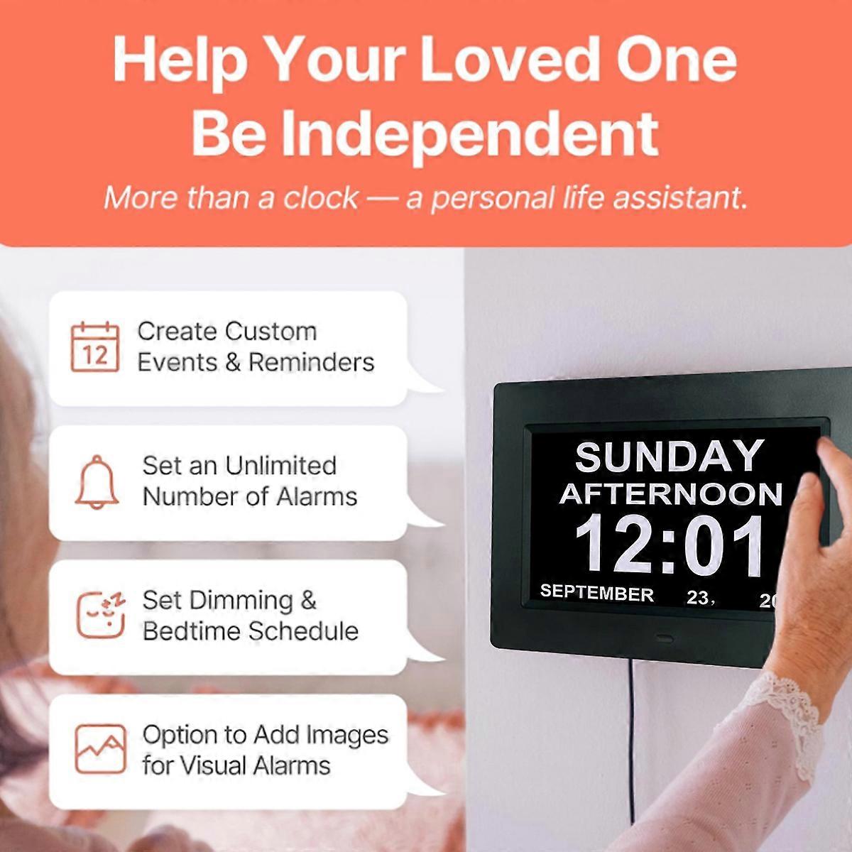 Day and Date for Elderly, Clocks for Seniors, Dementia Clock, Digital ...