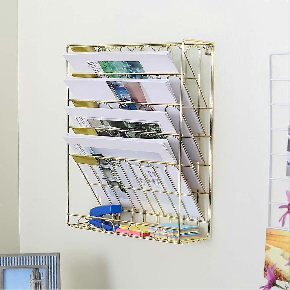 Letter Trays Wall Mounted File Organiser, 5-Tier Metal Mesh Holder for ...