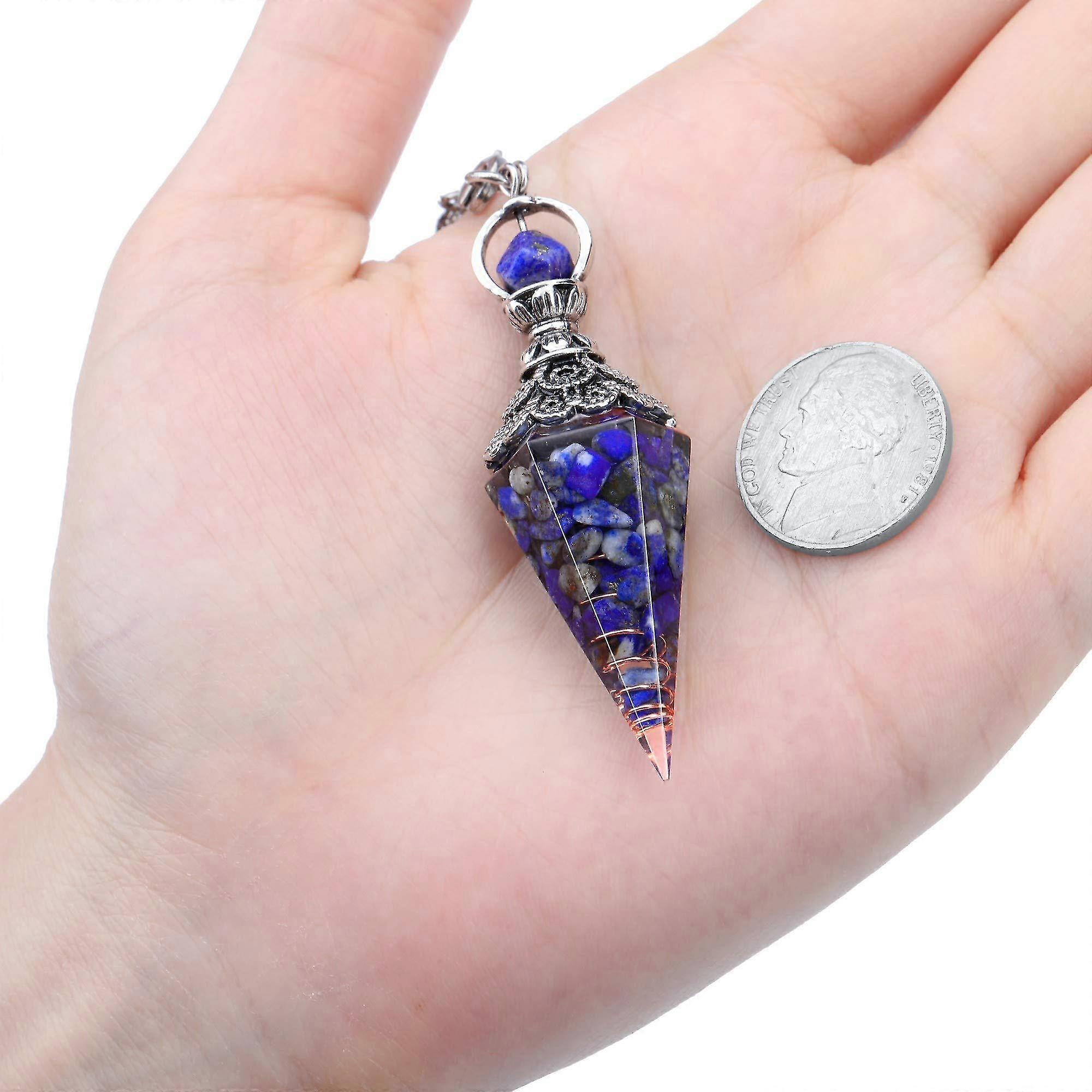 Chakra Crystal Pendulum Hexagonal Reiki Healing Crystal Points Gemstone Dowsing Pendulum For ...