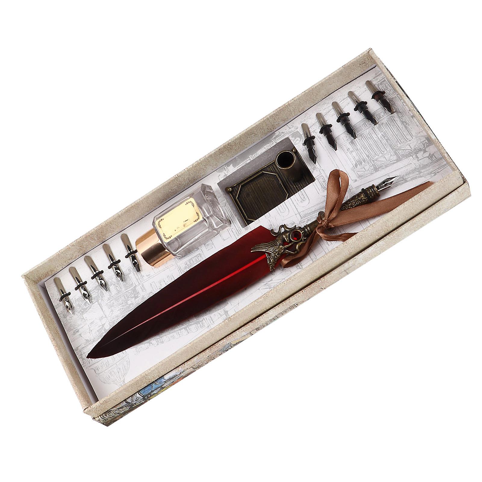 Feather Pen Set Vintage Ink Writing Kit for Creative Gifts for Teachers ...
