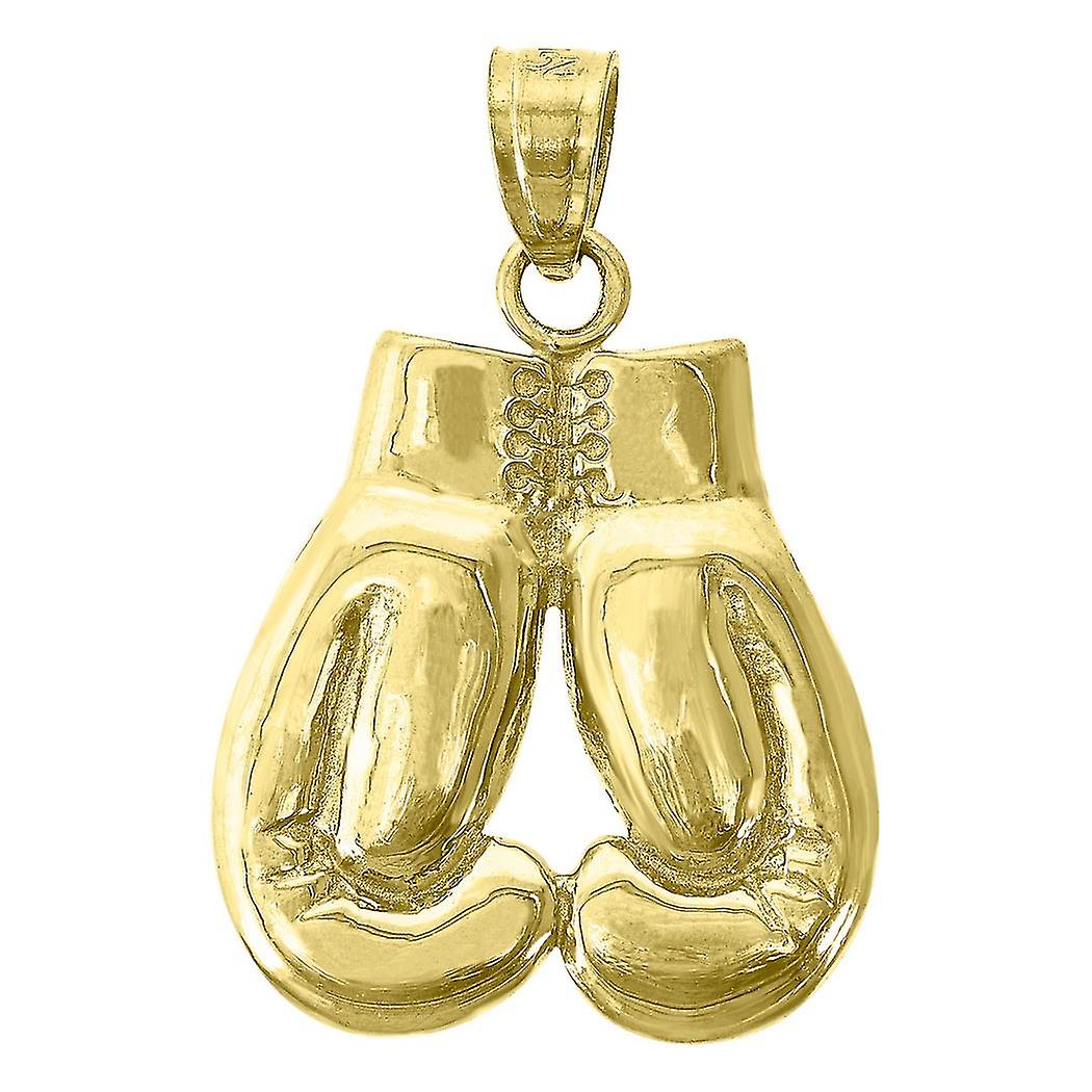 14k Yellow Gold Mens Boxing Gloves Sports Pendant Necklace Charm 23.1x15.5mm Wide - for Men ...