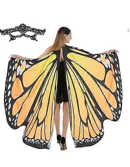 Butterfly Wing Cape Shawl With Lace Mask, Halloween Costume Accessory ...